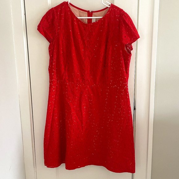 LOFT | Dresses | Womens Loft Red Lace Dress 6 | Poshmark